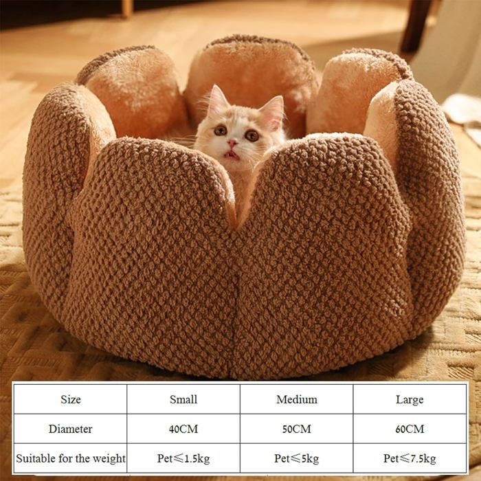 Lit pour Chat Lit pour Chien Lit pour Chat Lavable, Forme pétale de ...