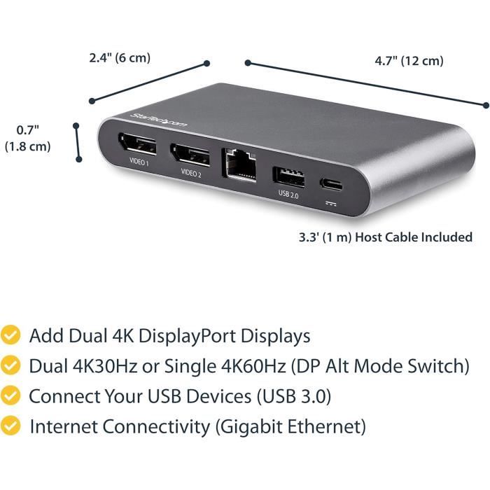 Station D'Accueil Usb Type C À Double Affichage Dp 4K Pour Pc Portable ...