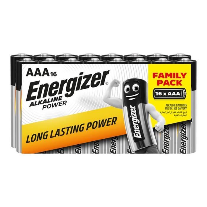 Piles Alcalines Energizer Power AAA/LR03, pack de 16 - Cdiscount Bricolage