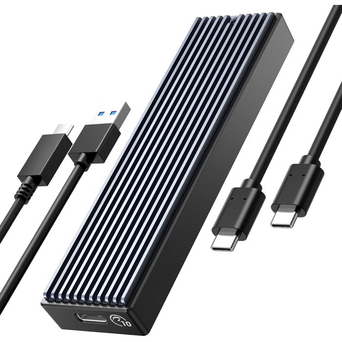 Boitier SSD M.2 NVME-10Gbps USB Adaptateur Externe USB3.1 Gen2 Boîtier Disque Dur-pour M.2 PCIe ...