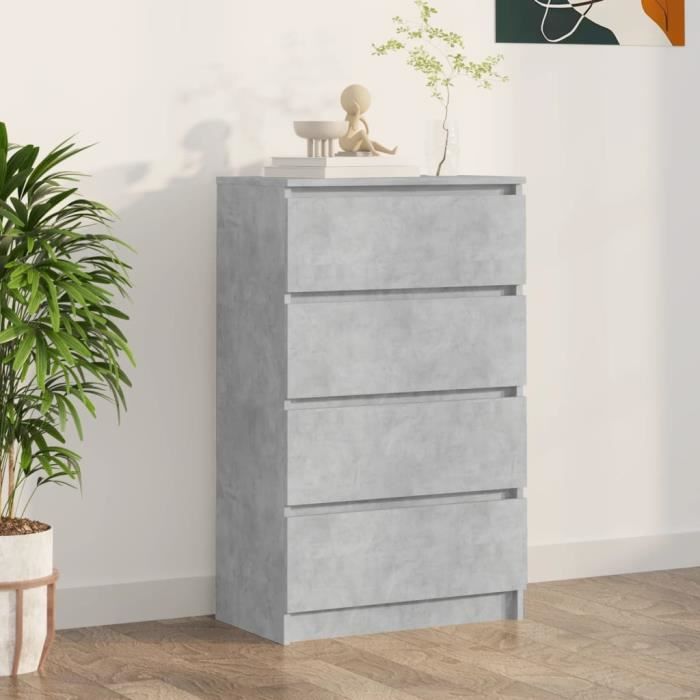 RAI Buffet Gris béton 60x35x98,5 cm Bois d'ingénierie 10698 - Cdiscount Maison