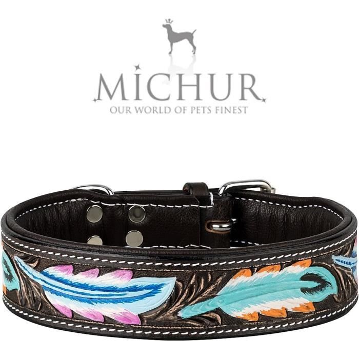 Collier Pour Chien En Cuir Pietro Michur Avec Marron Noir Avec Motif ...