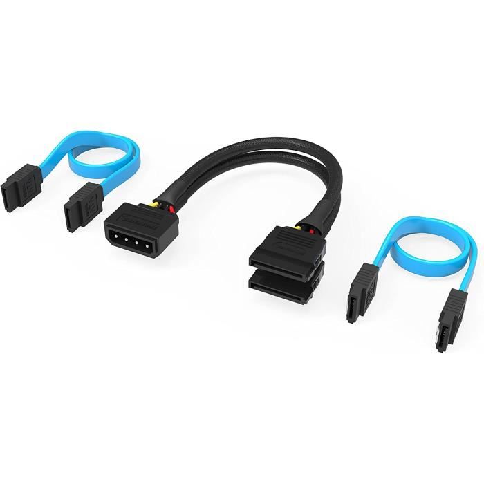 Kit de connexion pour SSD-Disque dur SATA [Molex 4 broches vers 2 ...