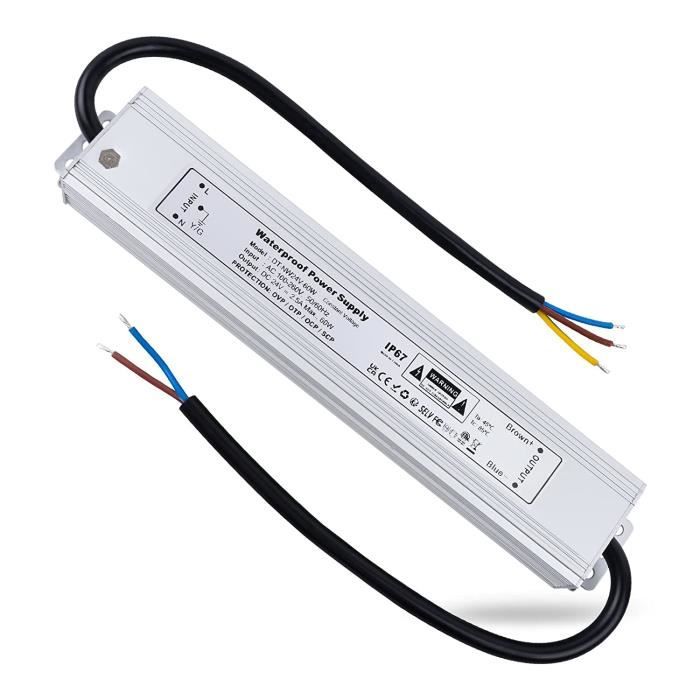 IP67 Transformateur 220V 24V LED 60W 2,5A Driver, Imperméable Extérieur Bloc d'alimentation à ...