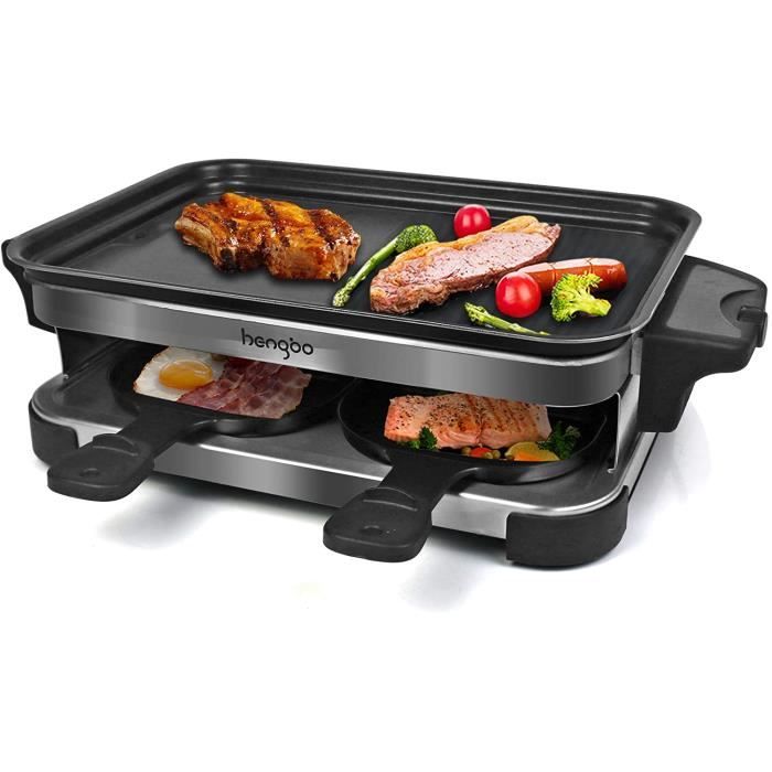 HengBo Appareil à Raclette 4 Personnes Multifonctionnel, Machine à ...
