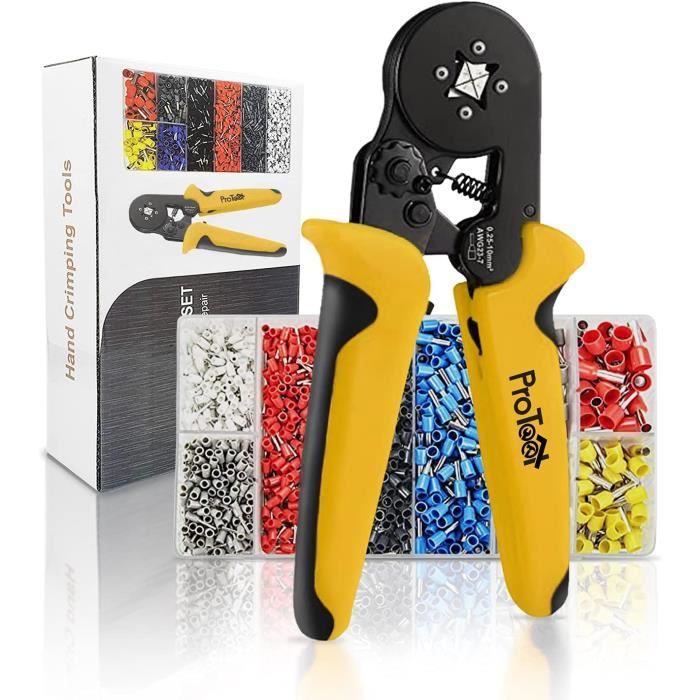 Pince à sertir et 1200 cosses professionnelles, terminal isolé 0,25 10 mm², pince à sertir pour ...