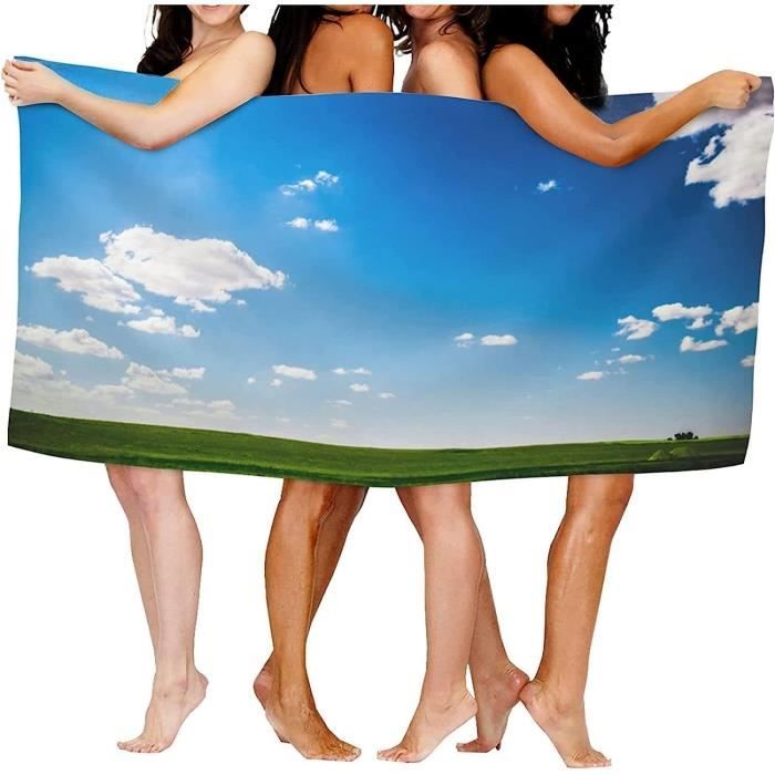 Serviette De Plage 3D Ciel Bleu Nuages \U200B\U200B\U200B\U200Bblancs Paysages Naturels 80 X 160 ...