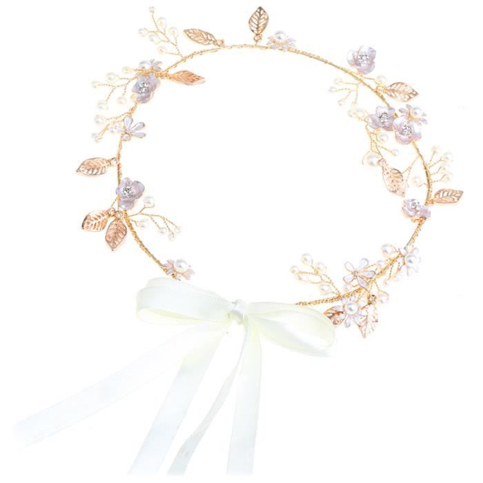 Feuilles Conception Couronne de Alliage Bande De Artificielle Perle ...