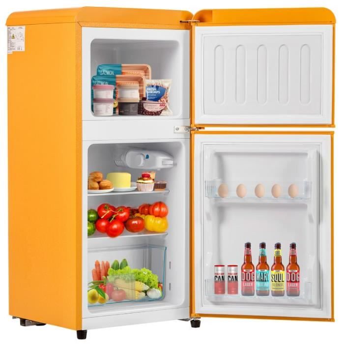 Réfrigérateur - LANGTU - Mini rétro 60 L - Jaune - 2 portes - Classe F ...
