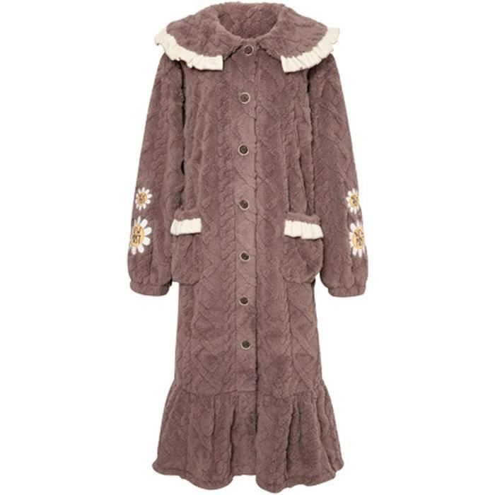 Pyjama Femmes Long paissis Polaire Pyjamas Automne Hiver Manches ...