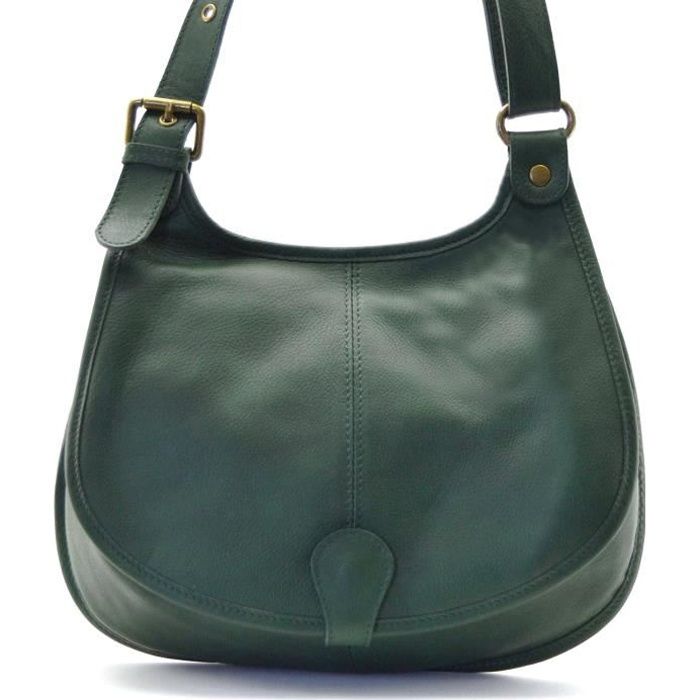 Sac à Main CUIR souple femme - OH MY BAG - Modèle M - Vert foncé ...