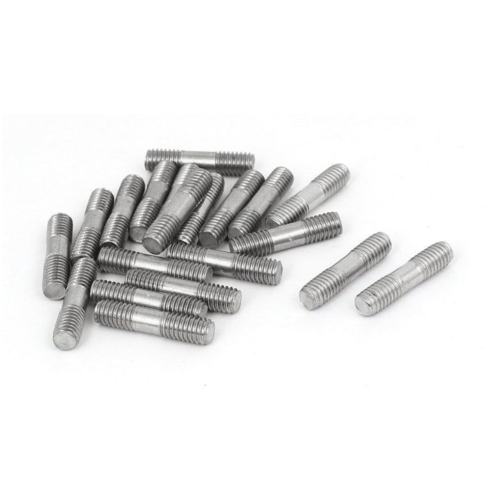 SOURCING MAP Goujon Double Extrémité Fileté Vis Boulon 304 Inox Acier M6 x 25mm 20Pcs ...