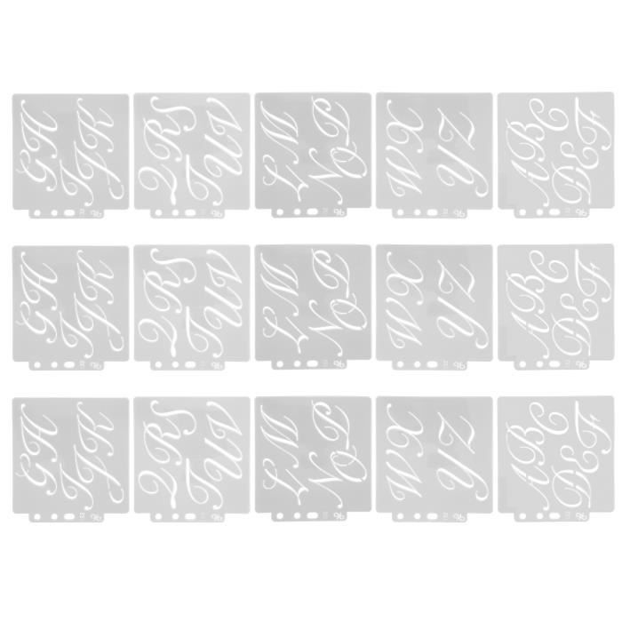 TMISHION modèle de pochoir 15 pièces modèle de lettre creux réutilisable PET peinture moule ...