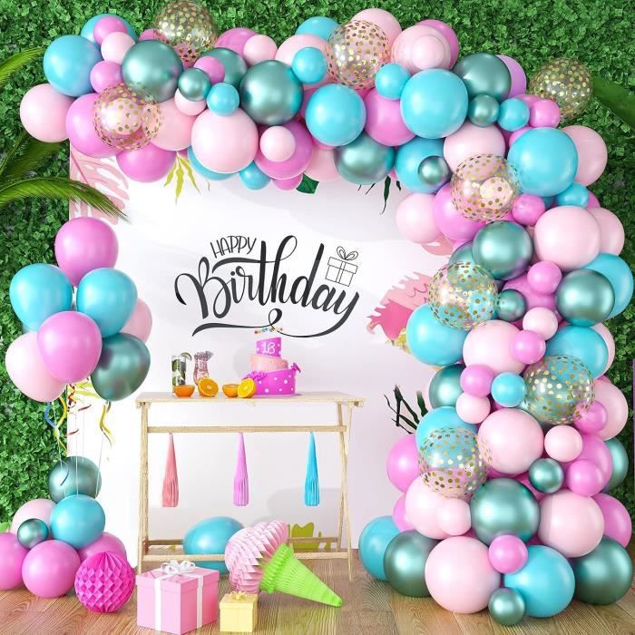 Arche De Ballons Rose Bleu, 93 Pièces Arche De Ballons Tropicaux Avec ...
