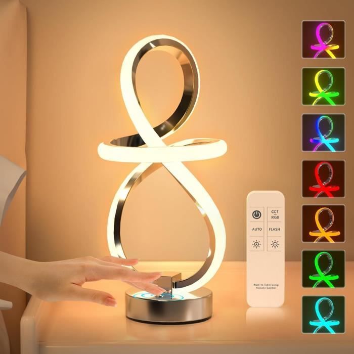 Lampe De Chevet, Lampe Led Tactile Rgb+Ic Moderne Avec Télécommande, 10 ...