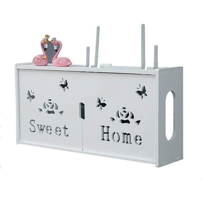 Étagère De Routeur Murales, Blanc Boîte De Rangement Pour Routeur Wifi ...