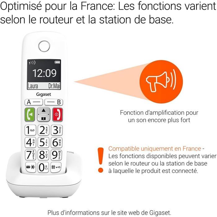Téléphone fixe sans fil avec répondeur - SWROSE -E290A - Téléphone Fixe ...