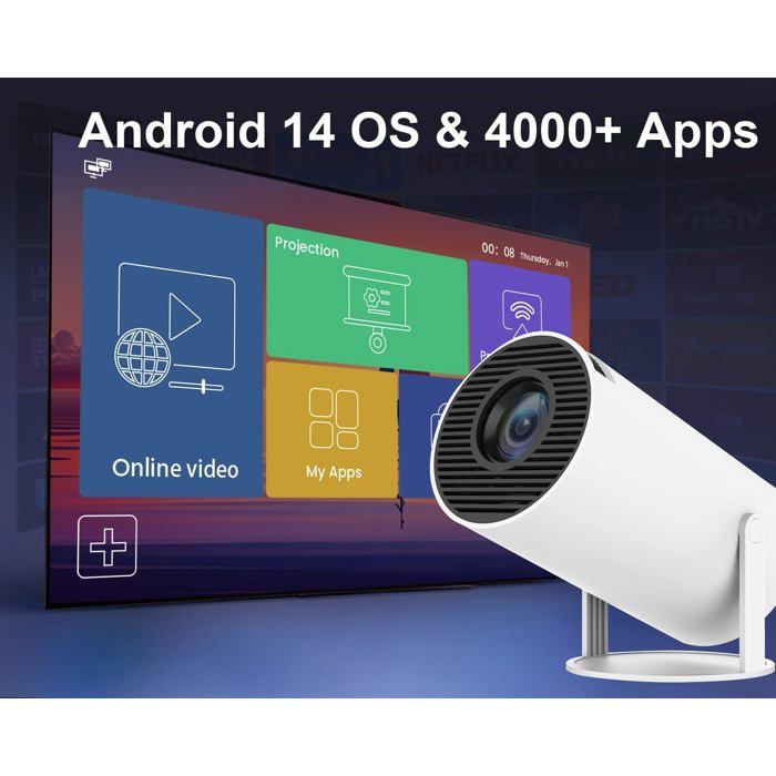 Mini vidéoprojecteur portable - SWAPY - 4K supportée - Android 14 - 5G ...
