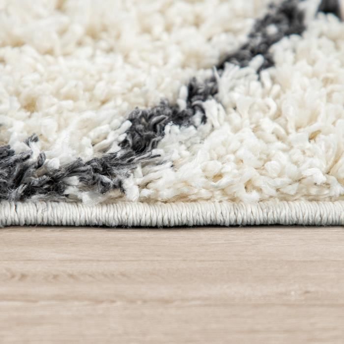 Tapis Poils Longs Salon Shaggy Motif Losanges Scandinave, Moderne Crème [140x200 cm] - Cdiscount ...