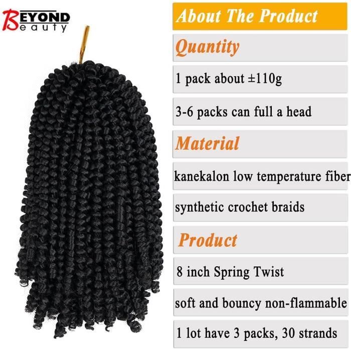 3 paquets de tresses au crochet Spring Twist Ombre Colors Extensions de ...