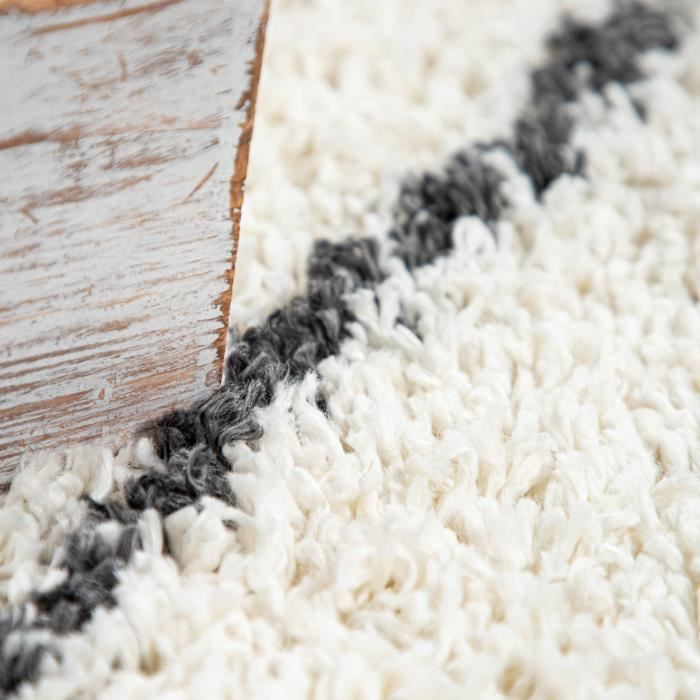 Tapis Poils Longs Salon Shaggy Motif Losanges Scandinave, Moderne Crème [140x200 cm] - Cdiscount ...
