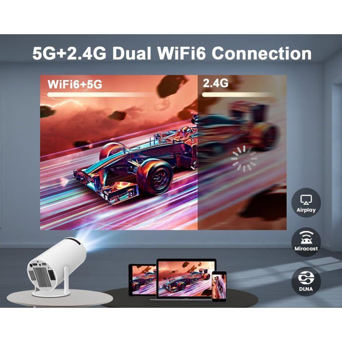 Mini vidéoprojecteur portable - SWAPY - 4K supportée - Android 14 - 5G ...