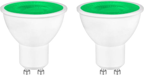 Lot de 2 Vert Ampoules LED GU10 5W Spot MR16 Couleur Lampe de Projecteur quivalent 50W Halogne ...