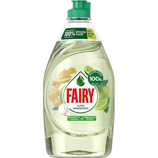 Fairy Liquide vaisselle (430 ml) 100% naturel parfum bergamote & gingembre avec formule efficace ...