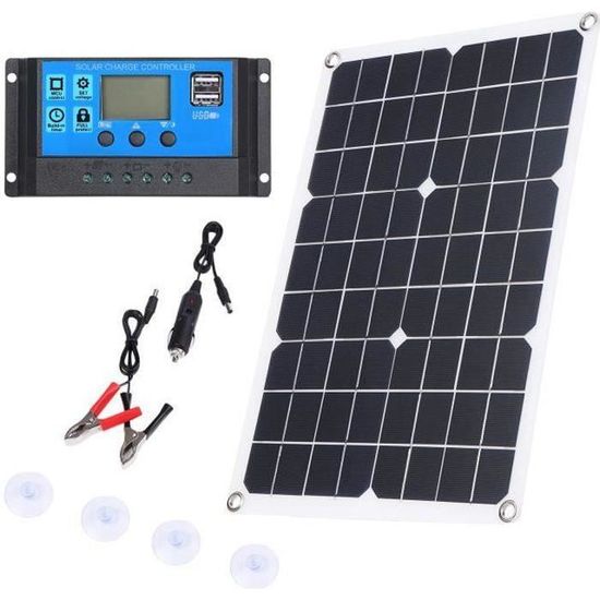 100W Panneau Solaire 12V Chargeur de Batterie Kit 50A ContrôLeur pour Caravane Van Bateau Double ...