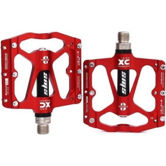Pédale VTT en Alliage Aluminium Plate Forme Rouge - DAJUN - Adulte ...