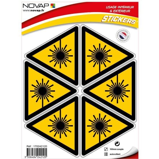 Planche 6 Stickers Triangle 100mm - Danger rayonnement laser- 4242125 ...