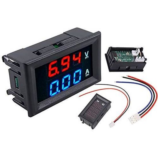 Dc Voltmeter Ammeter Blue 100V 10A + Led Red Digital Voltmeter Double ...