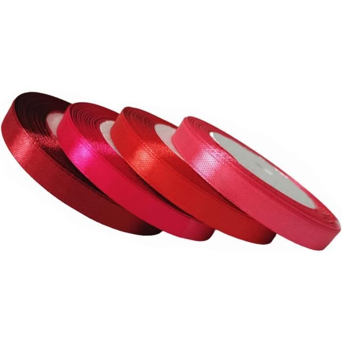 4 Rouleaux Ruban Satin 10mm X 22m Simple Face Ruban en Tissu Rouleaux ...