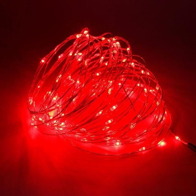2m 20leds - Batterie AA - rouge - Guirlande À Piles En Fil De Cuivre ...