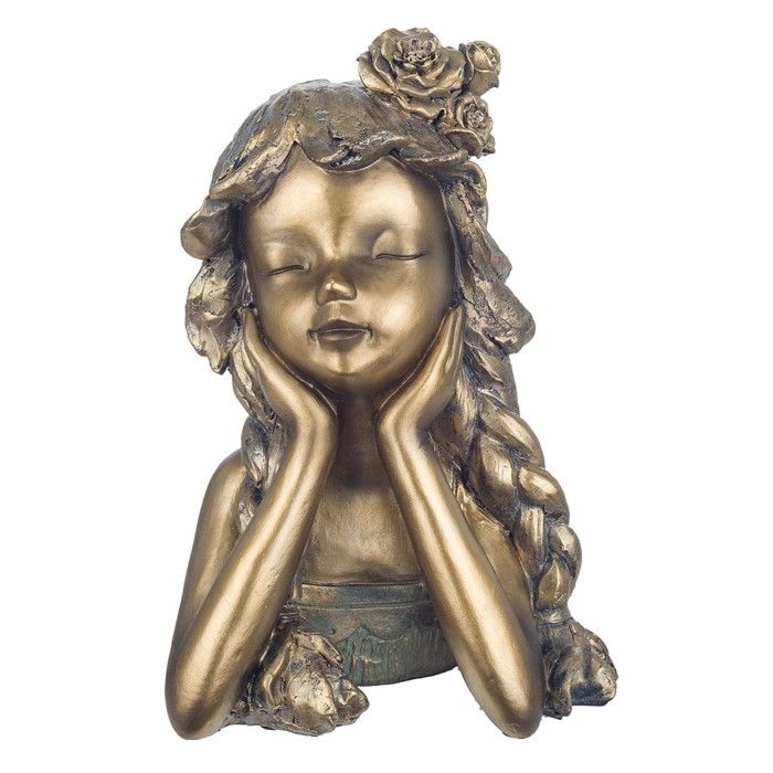 Statuette - BY SIGRIS - Figure Girl Pensant - Or - Résine - 25x14x18 cm ...