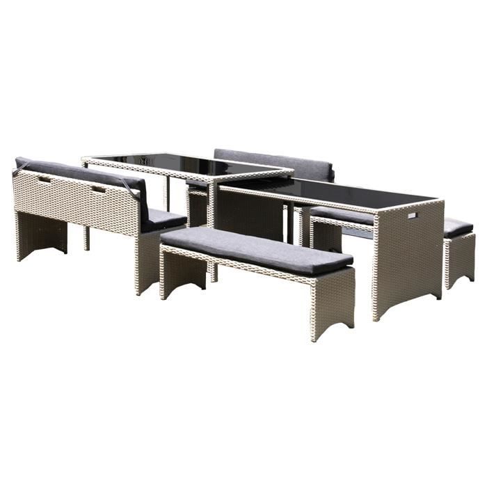 Salon lunch encastrable Boston Bench 4 à 8 places en aluminium ...