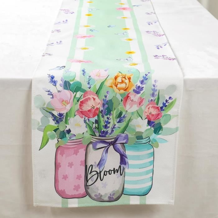 Chemin De Table Printanier - Nappe De Pâques - Aspect Lin - 33 X 183 Cm ...