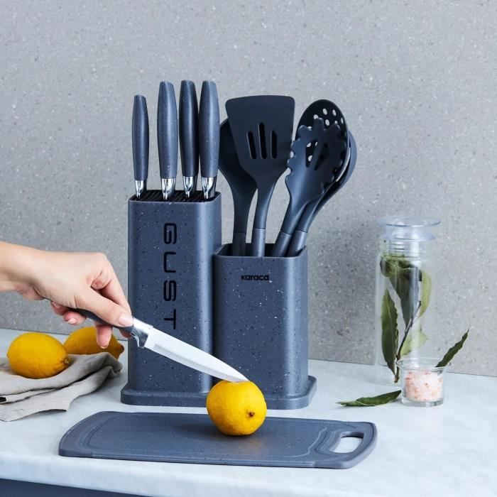 Karaca Gusto Ensemble de 12 couteaux de service et planche à découper ...