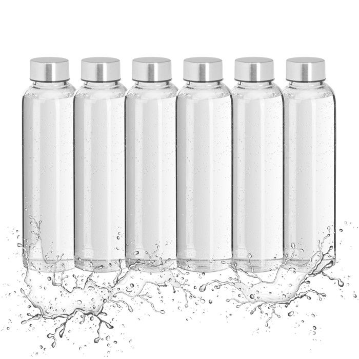 Relaxdays lot de 6 bouteilles d’eau en verre, avec housse, 500ml, pour lave-vaisselle, étanche ...