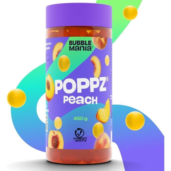 POPPZ Fruit Popping Boba Pearls pour Bubble Tea (450 g) (Pêche) perles ...