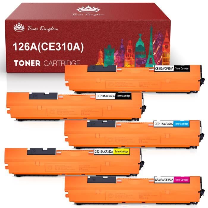 5X Compatible CE310A 126A Cartouche de Toner pour HP Colour Laserjet CP1025 CP1025nw CP1020 ...