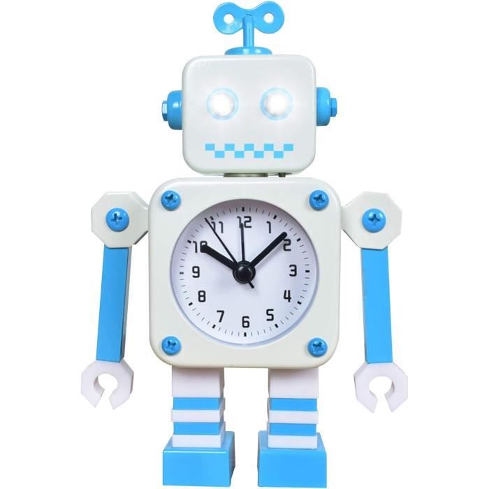 Réveil Robot, Réveil Silencieux En Métal Inoxydable Avec Yeux Lumineux ...