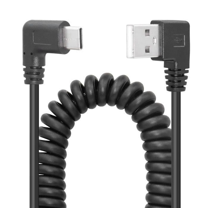 Câble De Charge Usb C Enroulé À 90 Degrés Usb Type-C, Charge Rapide Et ...