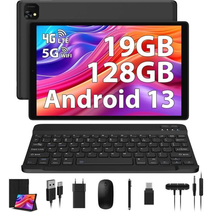 Tablette 10 Pouces 4G Lte Et 5G Wifi, Android 13.0 Octa-Core 2.0Ghz, 19Gb Ram, 128Gb Rom(1Tb ...