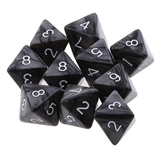 Jeu de des ,Black--Dés polyèdres D8 à 8 faces en acrylique , 1.6cm ...
