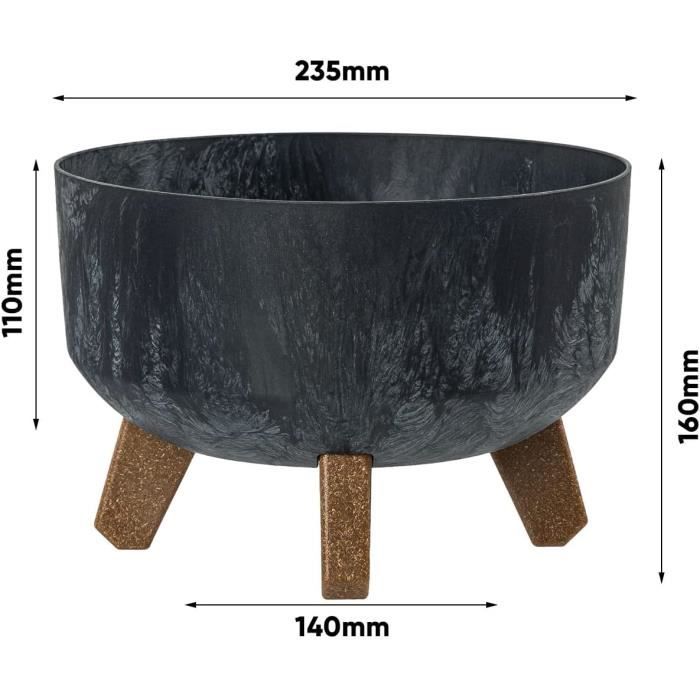 Cache-Pot Avec Pieds Cache-Pot - 16 X Ø 23,5 Cm - Pot De Fleurs Effet ...