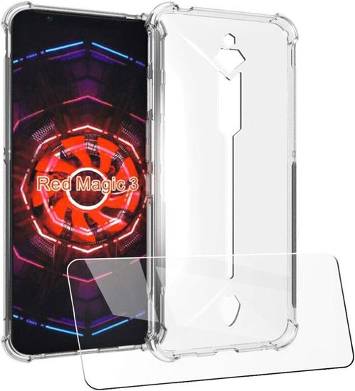 Coque de protection transparente pour ZTE Nubia Red Magic 3 avec protecteur d'écran et coins ...