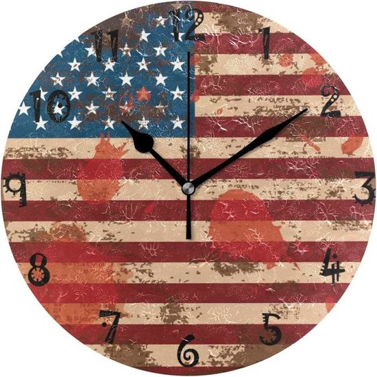 Art Usa Drapeau Pendule Murale Décoratif Moderne Horloge De Mur ...