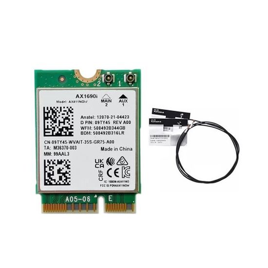 Carte WiFi AX1690I + 2XAntenne AX411 Wi-Fi 6E Vitesse 2.4 Gbps 802.11Ax ...