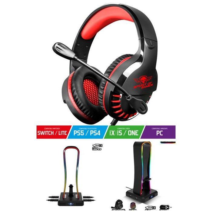 Casque PC Gamer - PRO-H3 - Compatible PS4/PS5/XBOX/Switch - Stéréo 2.0 ...